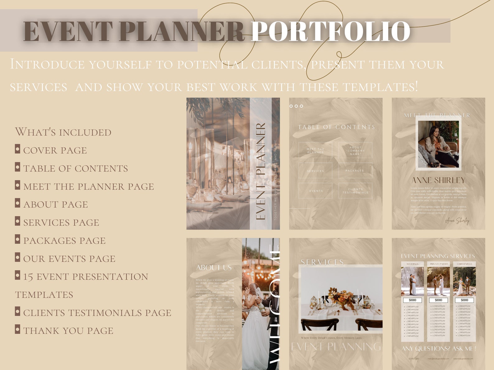 Event Planner Portfolio Templates: Wedding Services Presentation ...