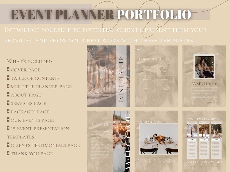 Printable EVENT PLANNER Portfolio Templates/ About the Planner/ Wedding ...