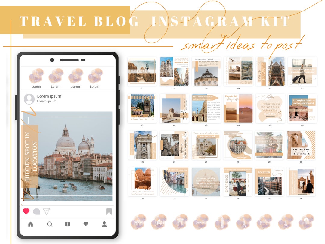 TRAVEL POSTS for Instagram Kit/fully Editable Canva Templates/ Ideas to ...