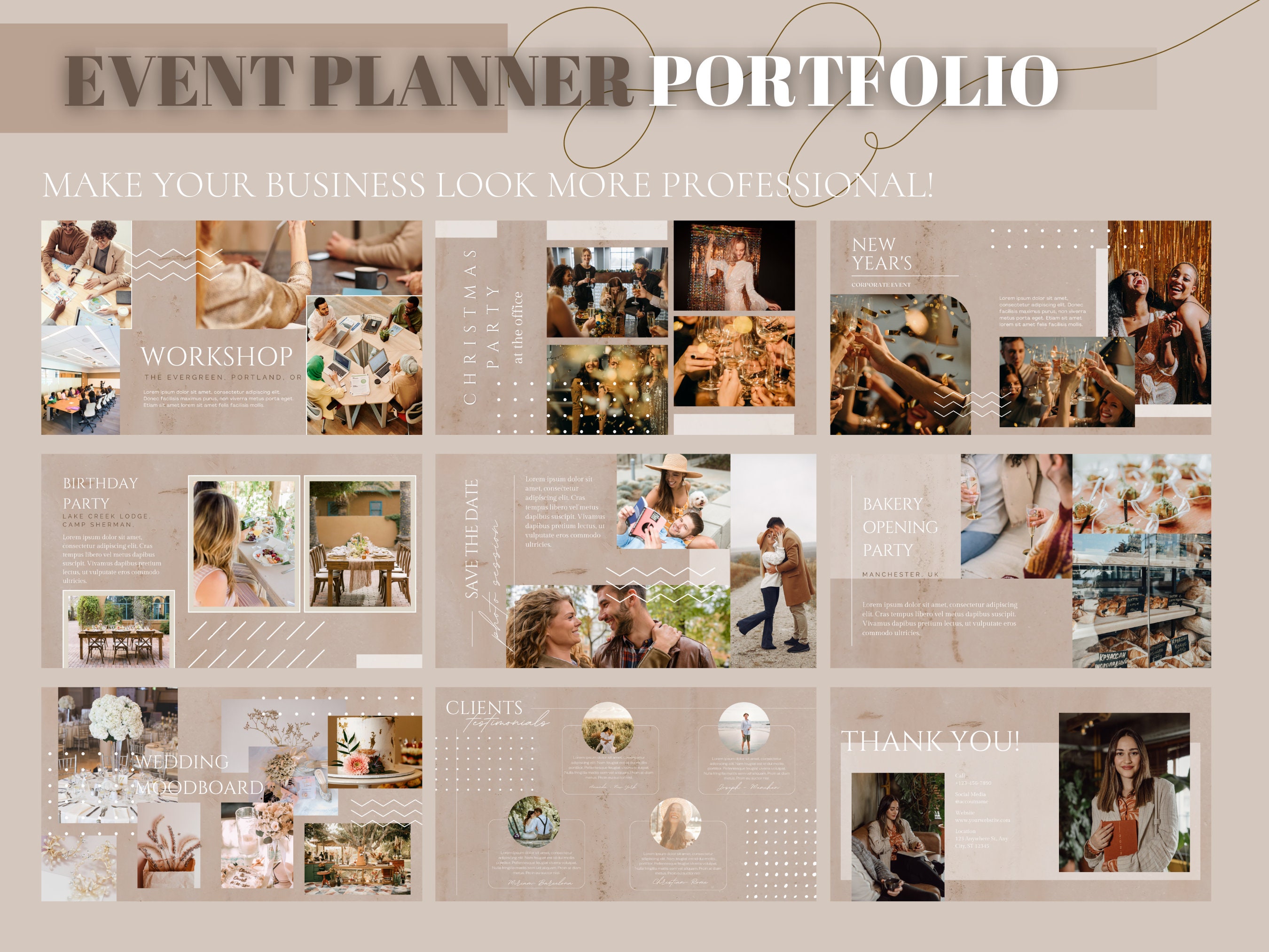 Event Planner Portfolio Templates: Wedding Services (canva Editable) - Etsy