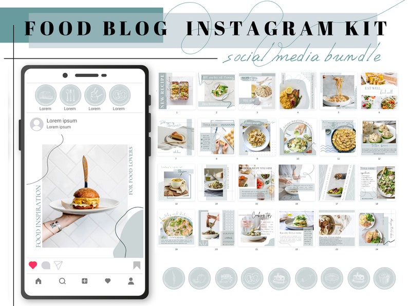 FOOD Blog INSTAGRAM Templates / Story Highlights / Fully Editable ...