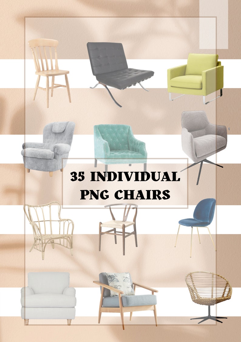 35 CHAIR Individual PNG / Photoshop Transparent PNG/ Interior Design Armchairs/ Moodboard Chairs ...