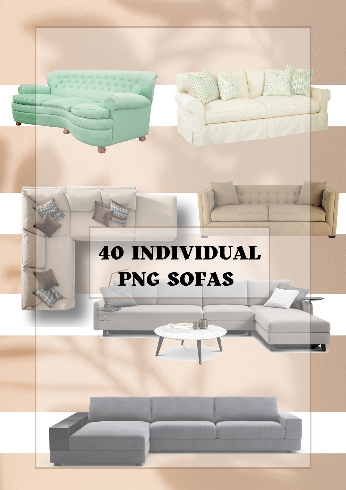 40 SOFAS Individual PNG / Photoshop Transparent PNG/ Interior Design ...
