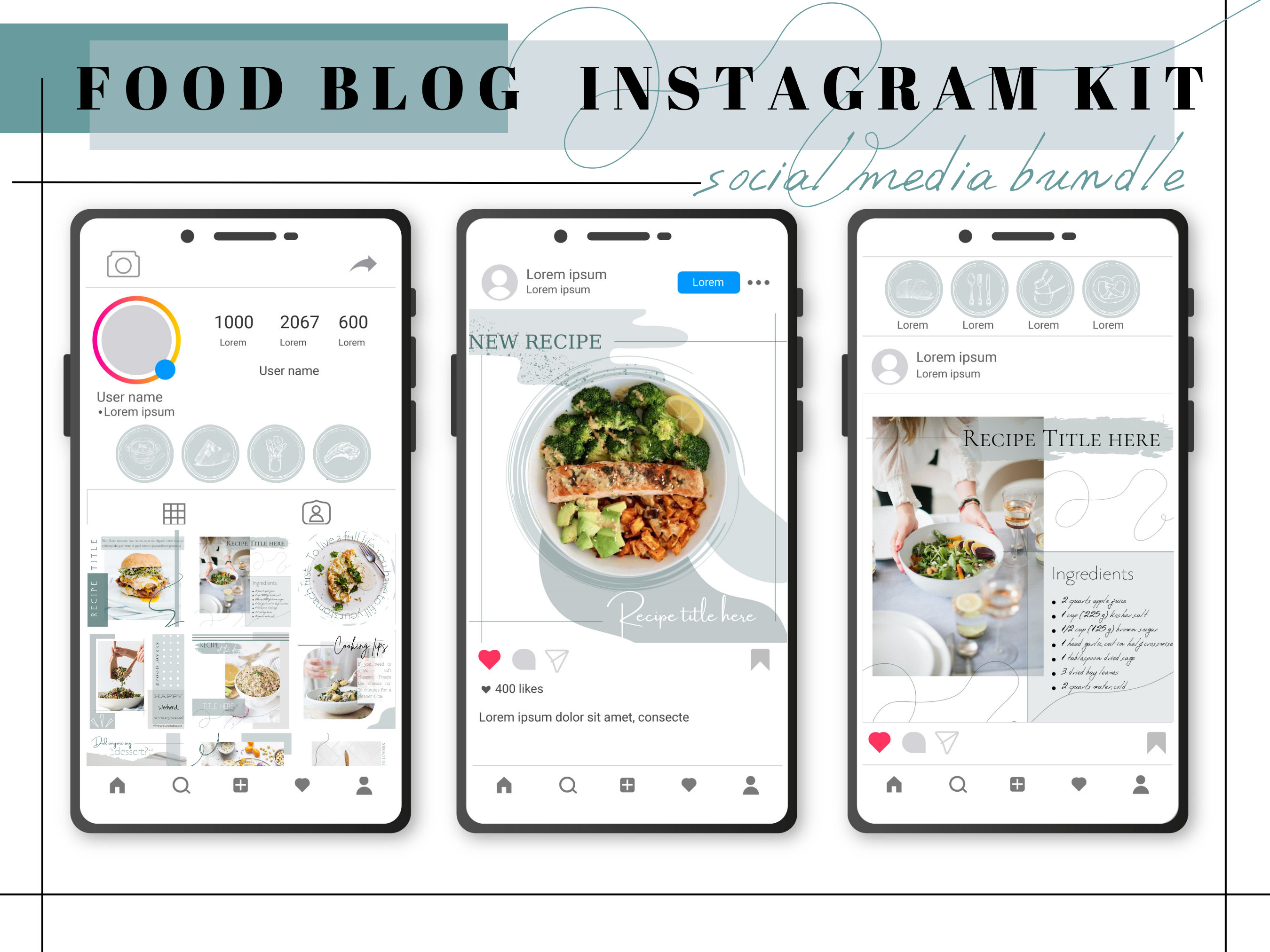 FOOD Blog INSTAGRAM Templates / Story Highlights / Fully Editable ...