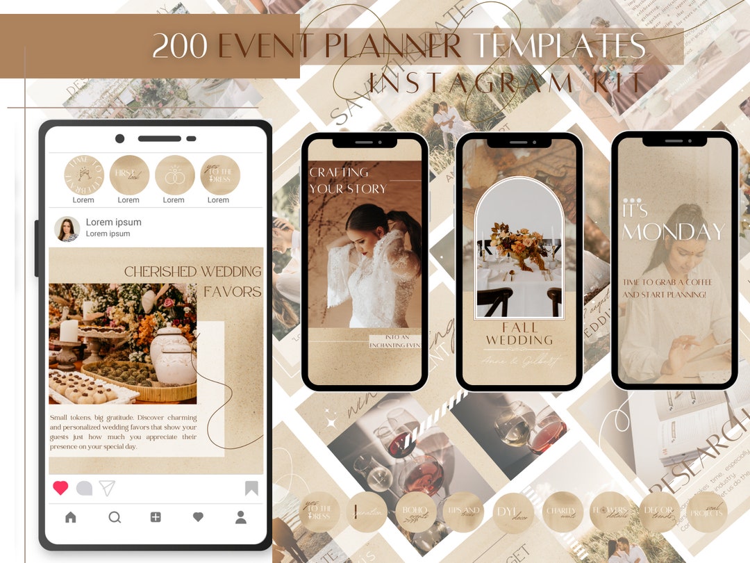 EVENT PLANNER Templates for Instagram / 200 Fully Editable in Canva ...