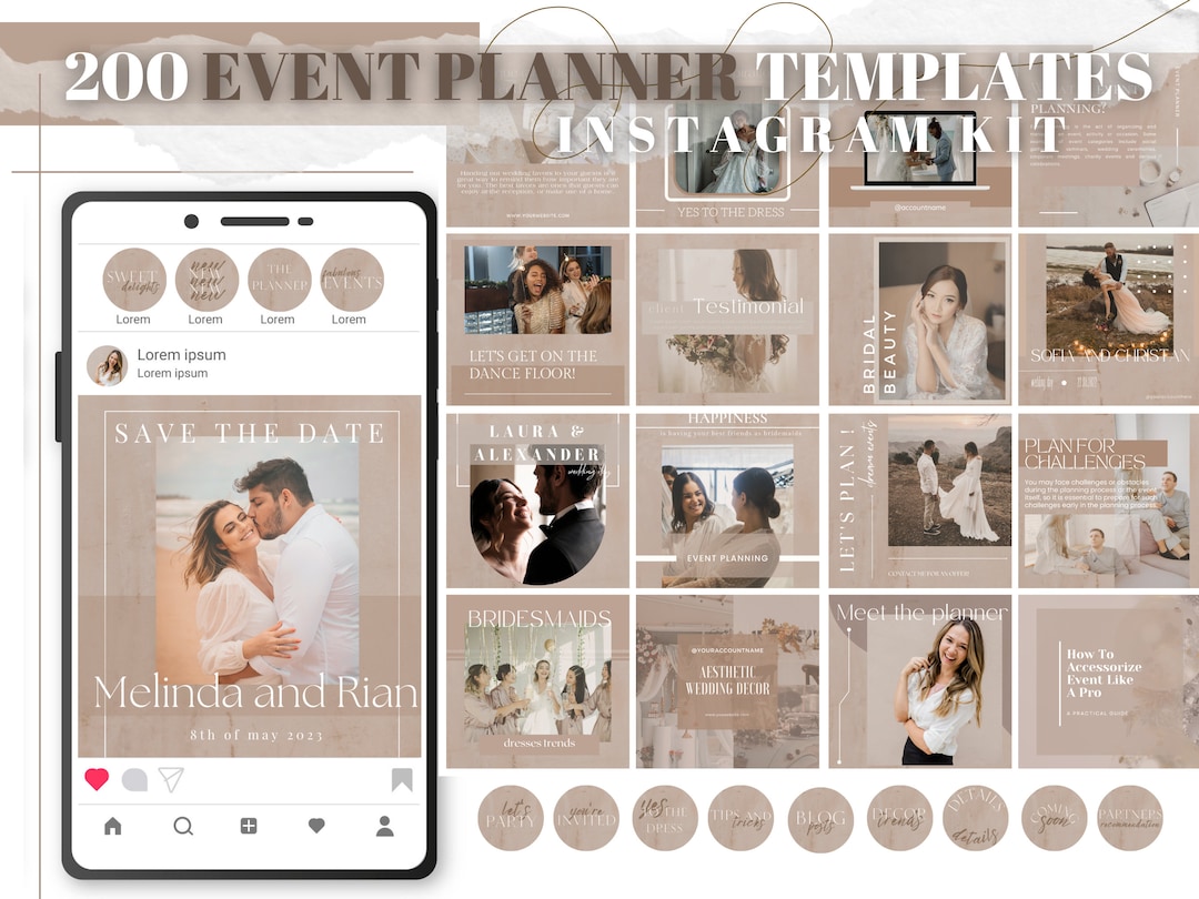 200 EVENT PLANNER Templates for Instagram / Fully Editable in Canva ...