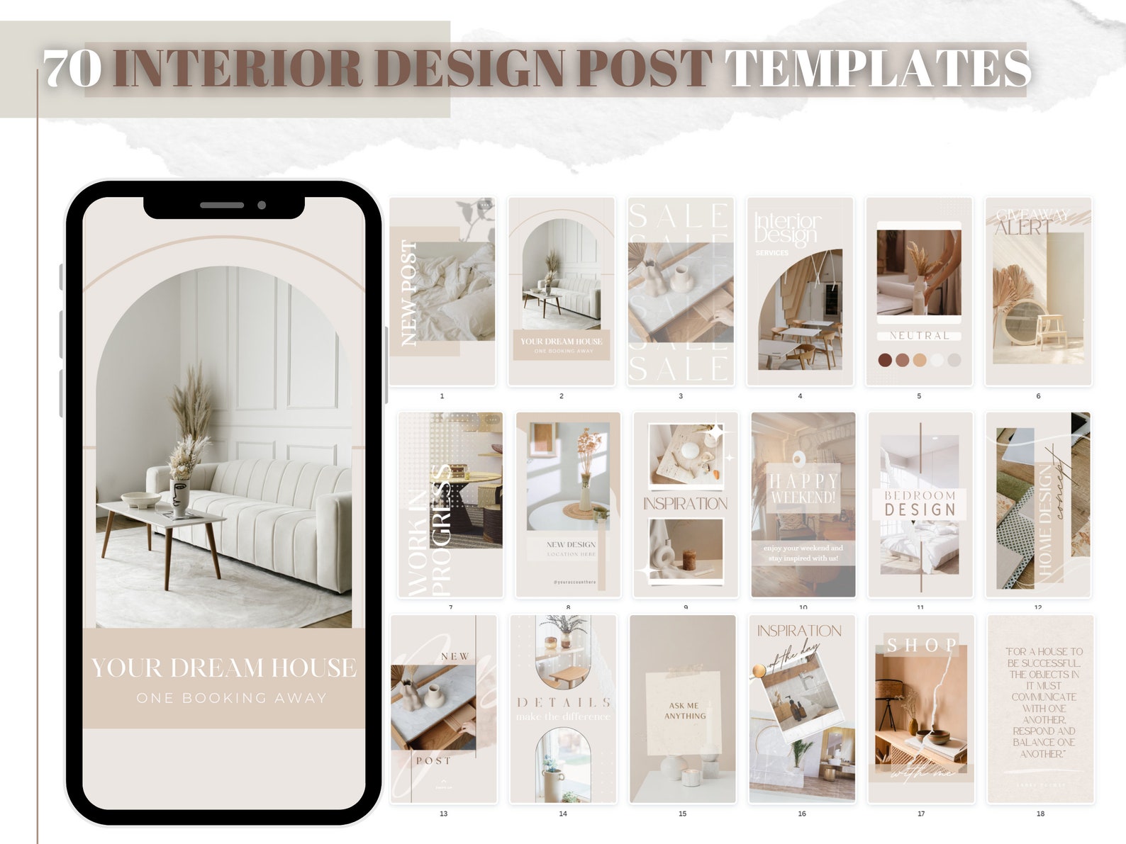 Interior Design Instagram Templates: 200+ Canva Posts (digital Download ...