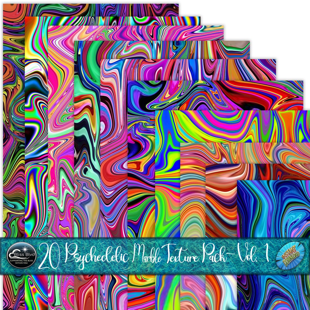 20 Psychedelic Marble Texture Pack - Vol 1, Digital Download, High ...