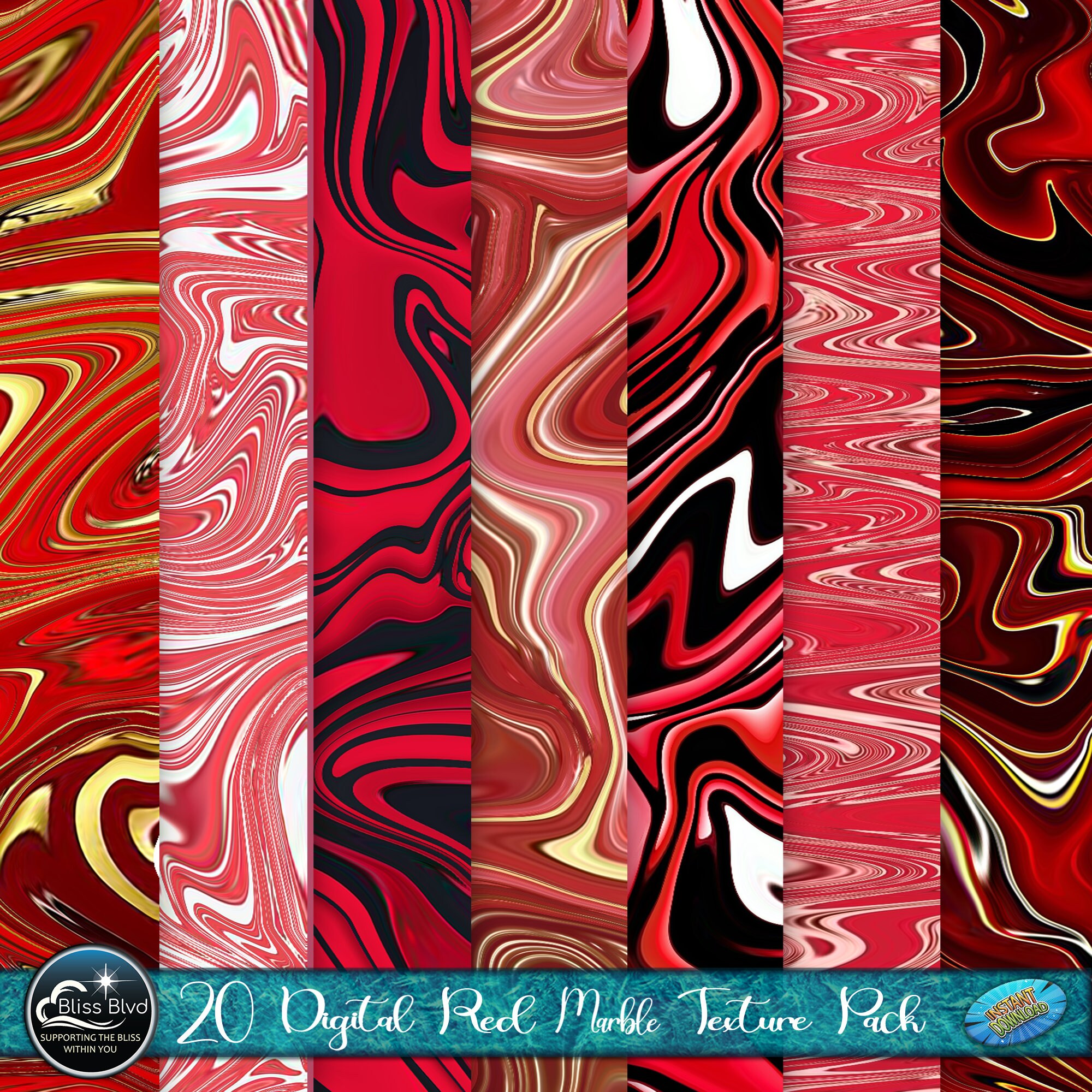 20 Digital Red Marble Texture Pack, Digital Download, High Resolution ...