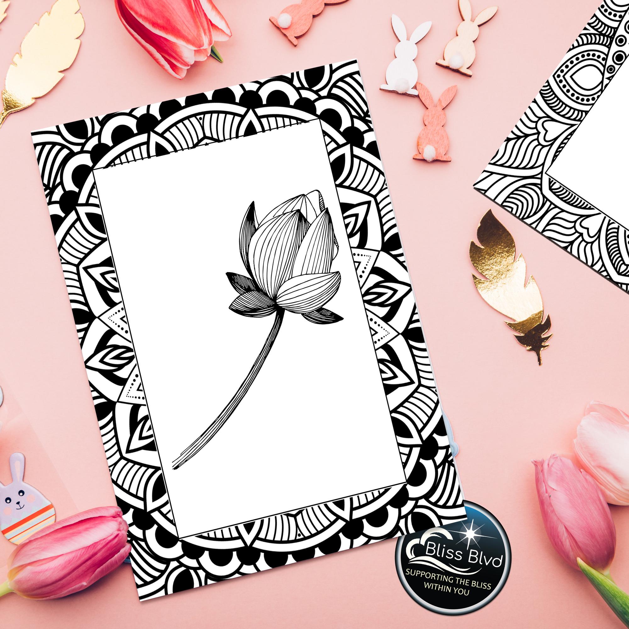 50 Flower & Mandala Coloring Page Bundle, Digital Download, High ...