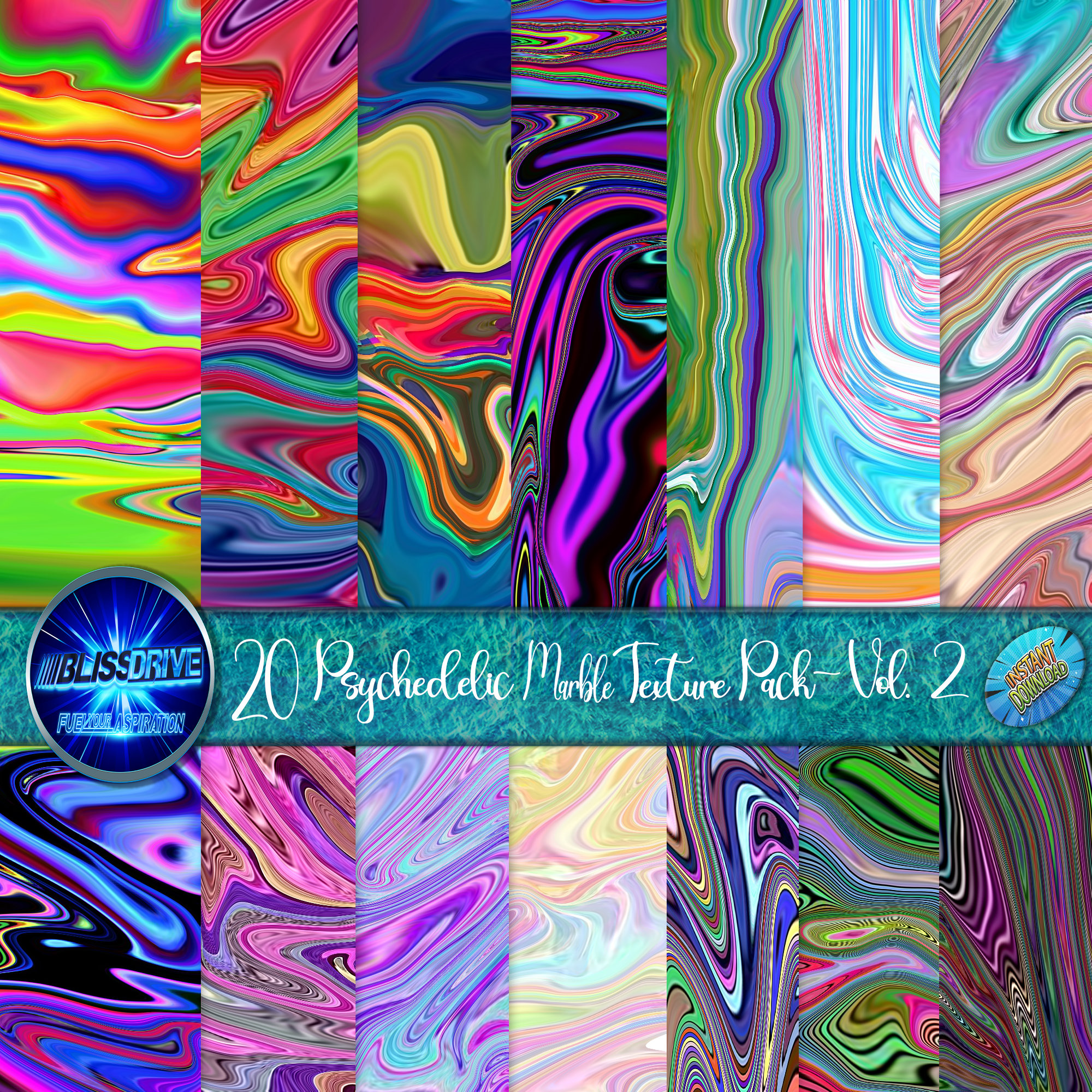 20 Psychedelic Marble Texture Pack Vol 2 Instant Download - Etsy