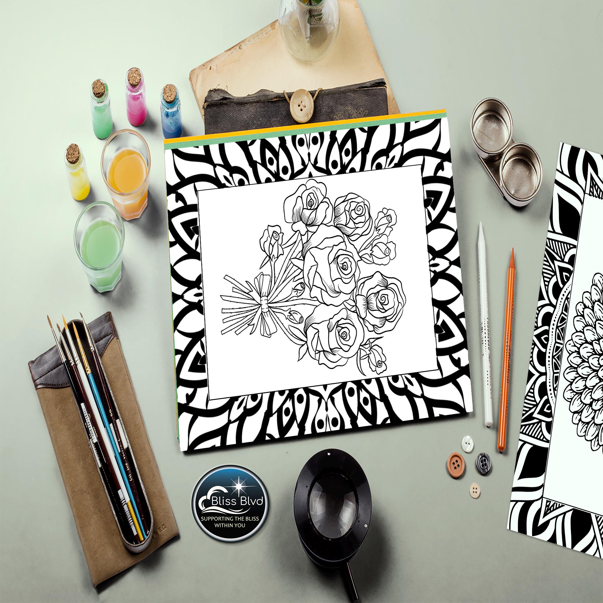 50 Flower & Mandala Coloring Page Bundle, Digital Download, High ...