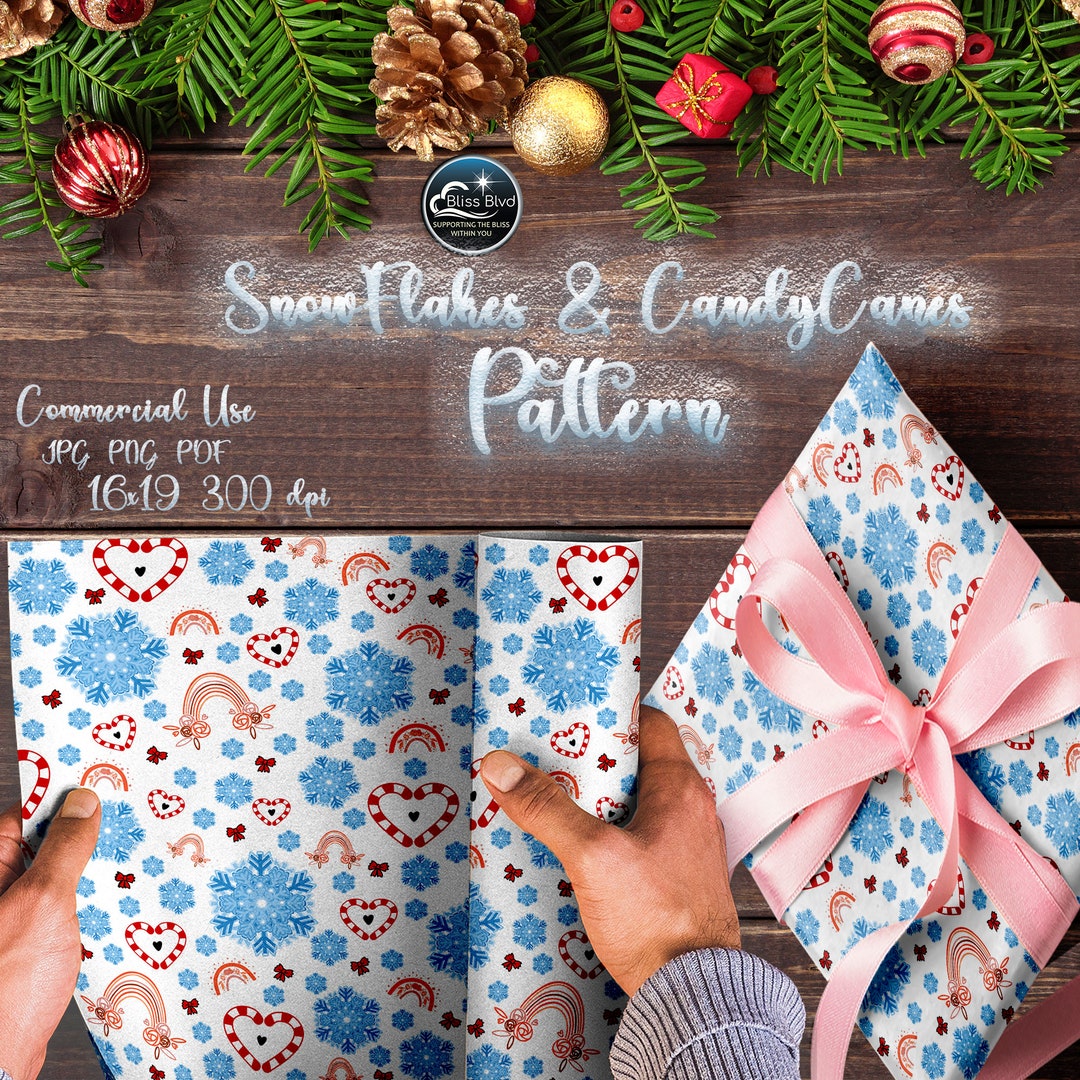 Snowflakes & Candy Canes Pattern 16x19 Design Digital Download, High ...