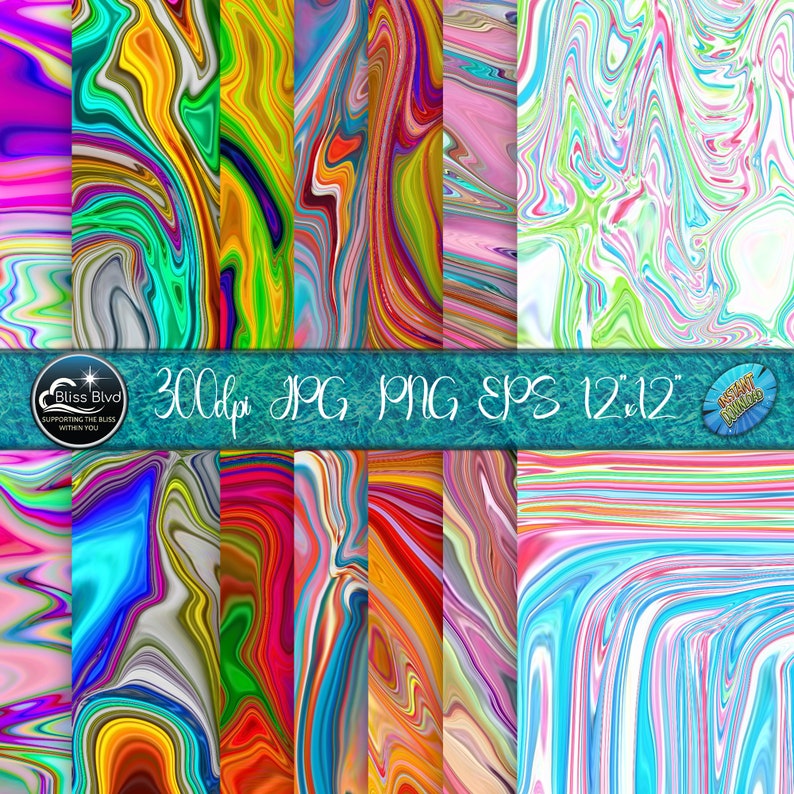 20 Psychedelic Marble Texture Pack - Vol 1, Digital Download, High ...