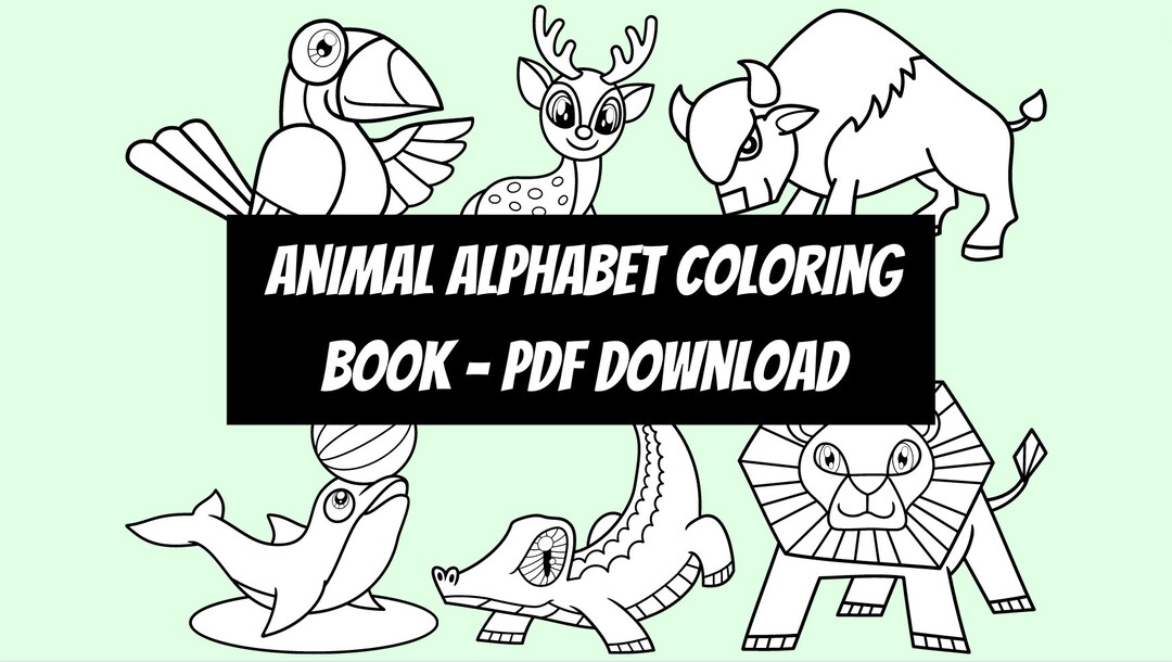 Animal Alphabet Coloring Book for Children Kids Toddlers - 26 Page Easy ...