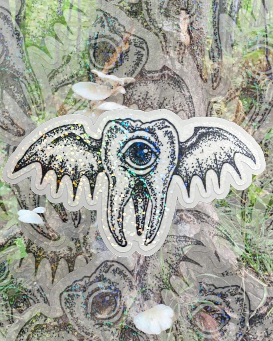 Tooth Bat Gothic Eye 3.25 Inch Holographic Glitter Sticker - Etsy