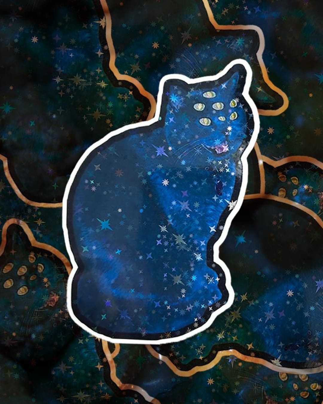 Spooky Spider Eye Cat Starflesh Core Sparkle Holographic Sticker - Etsy