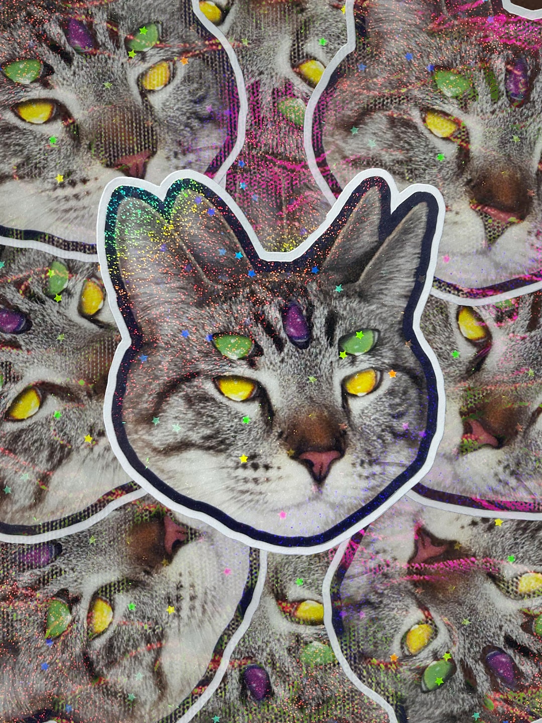 Alien Kitty Sparkle Holographic Sticker - Starflesh Core - 3.5 Inch - Etsy