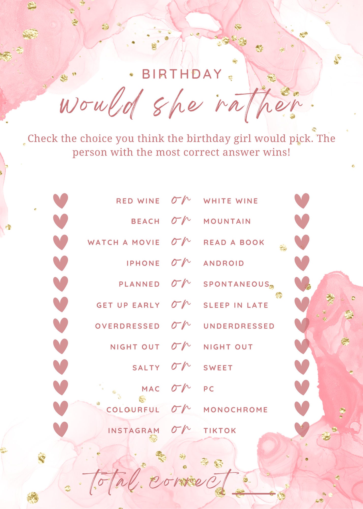Adult Birthday Game Bundle for Her Pink Theme Whats in Your - Etsy