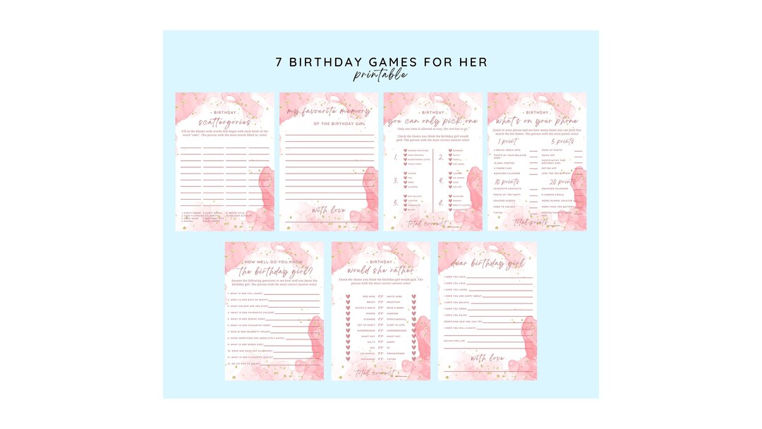Adult Birthday Game Bundle for Her, Pink Theme Whats in Your Phone ...