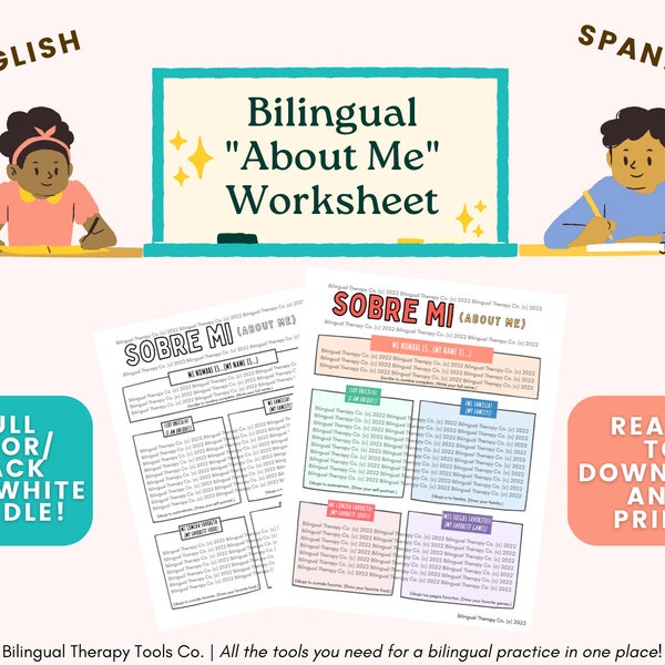Bilingual My Journal...mi Diario... Worksheet for Kids English and ...