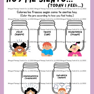 Bilingual Today I Feel...(hoy Me Siento...) Worksheet for Kids ...