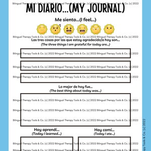 Bilingual My Journal...(mi Diario...) Worksheet for Kids | English and ...