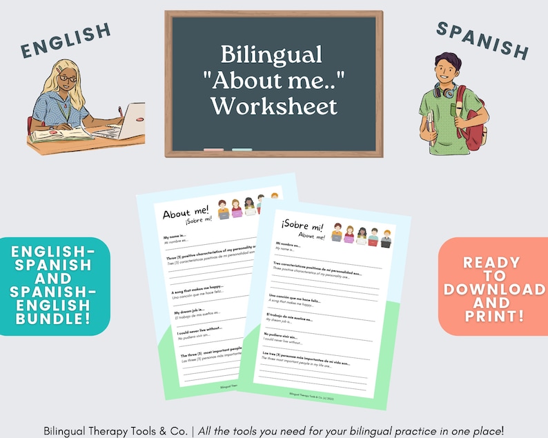 Bilingual "about Me..." Worksheet for Teens | English and Spanish ...