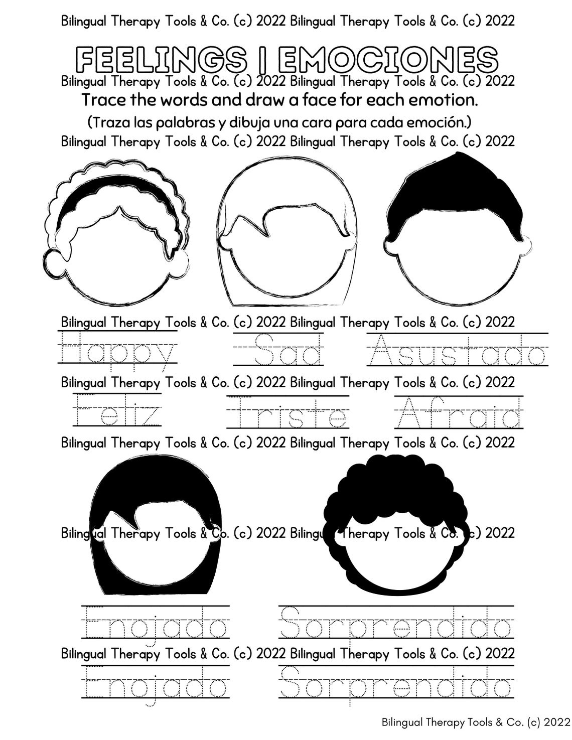 Bilingual Emotions...(emociones...) Worksheet for Kids | English and ...