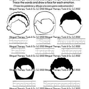 Bilingual Emotions...(emociones...) Worksheet for Kids | English and ...