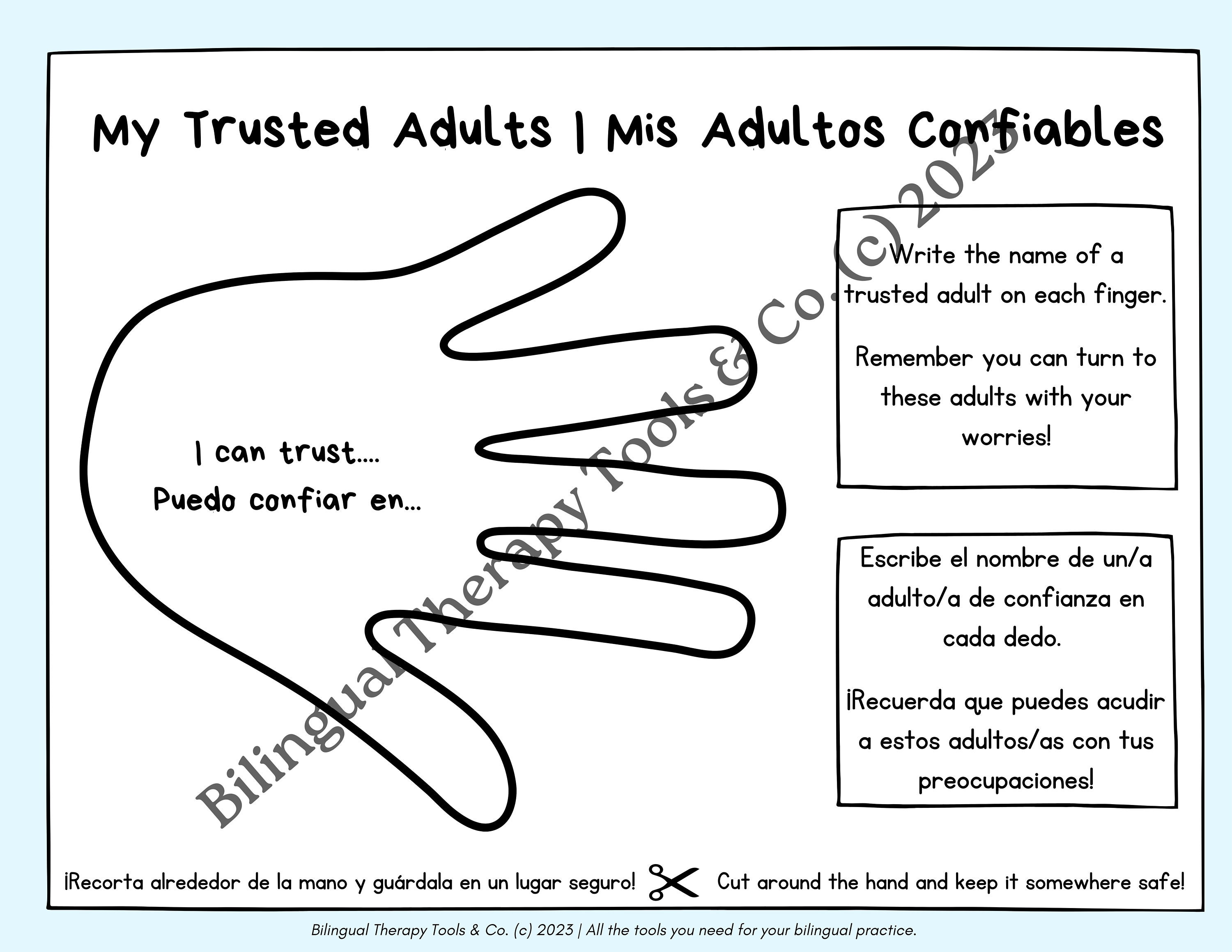 Bilingual "my Trusted Adults..." Worksheet for Kids Andteens | English ...