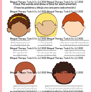 Bilingual Emotions...(emociones...) Worksheet for Kids | English and ...