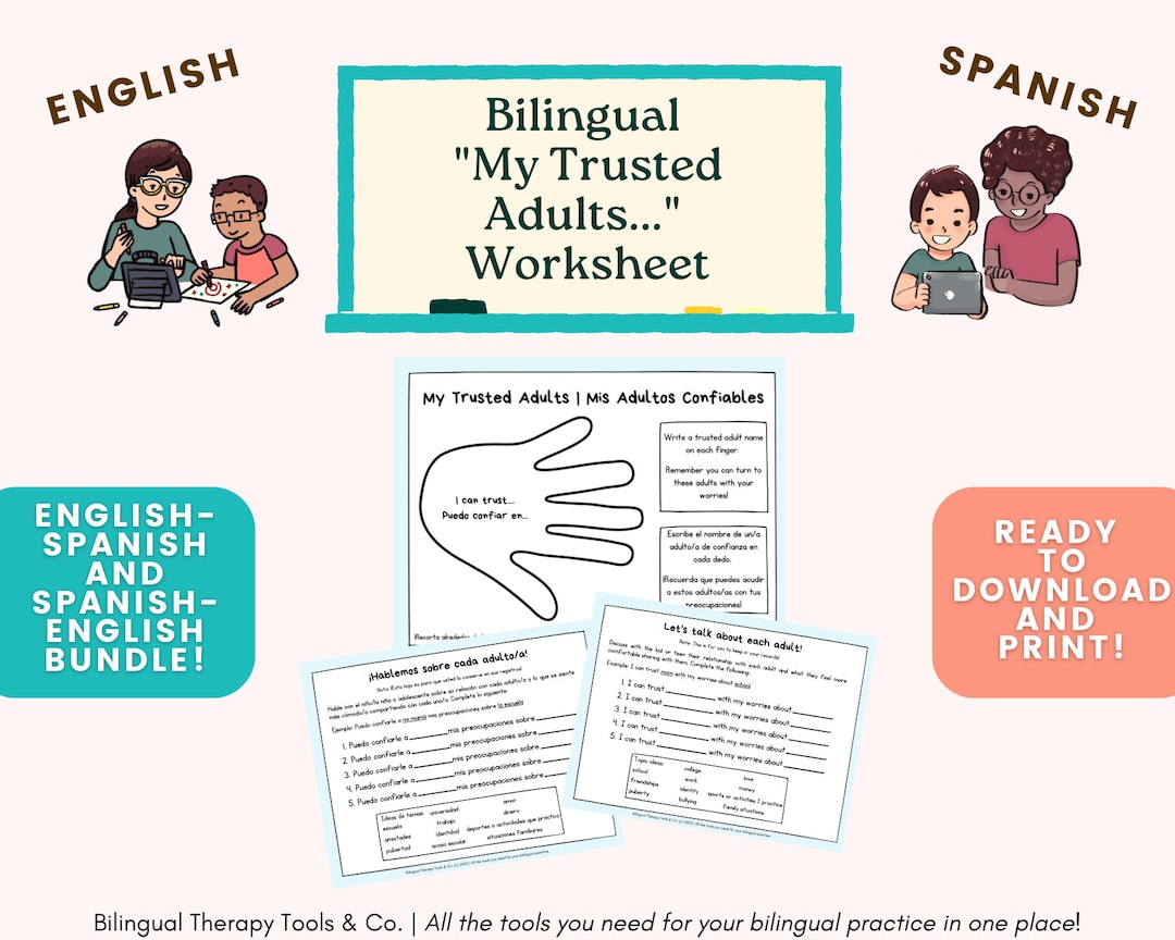 Bilingual "my Trusted Adults..." Worksheet for Kids Andteens | English ...