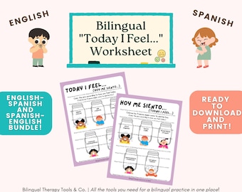 Bilingual About Me Worksheet for Kids | English and Spanish | Therapy ...