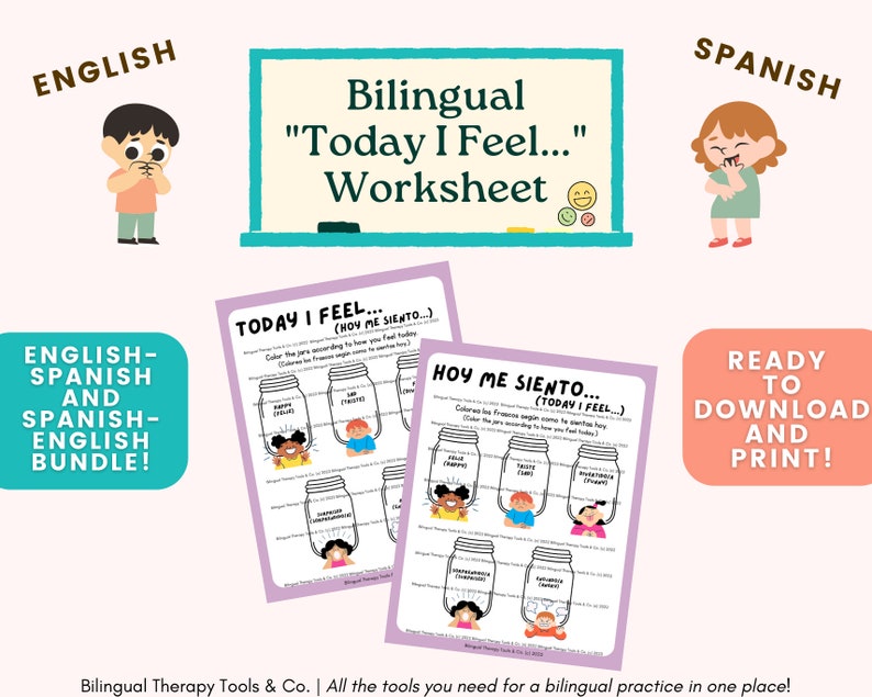 Bilingual Today I Feel...(hoy Me Siento...) Worksheet for Kids ...