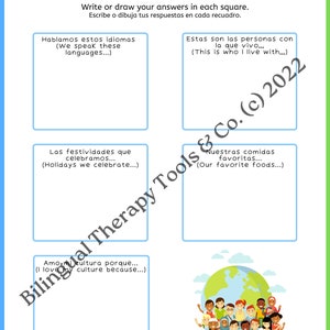 Bilingual "my and Family and Our Culture" Worksheet for Kids | English ...