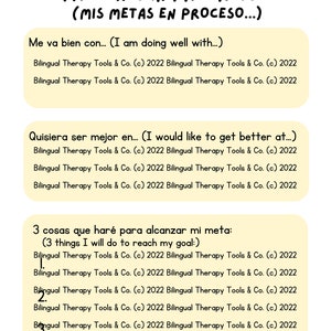 Bilingual My Goals in Progress...(mis Metas En Proceso...) Worksheet ...