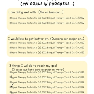 Bilingual My Goals in Progress...(mis Metas En Proceso...) Worksheet ...