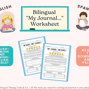 Bilingual My Journal...(mi Diario...) Worksheet for Kids | English and ...
