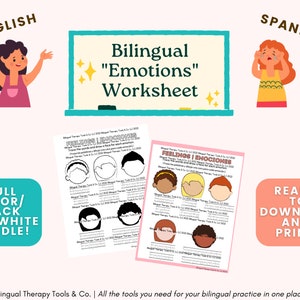 Bilingual Emotions...(emociones...) Worksheet for Kids | English and ...