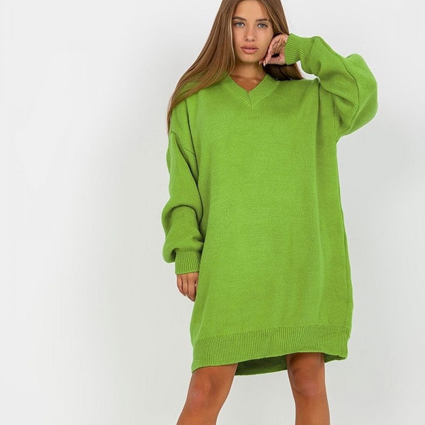 Green Sweater Dress - Etsy