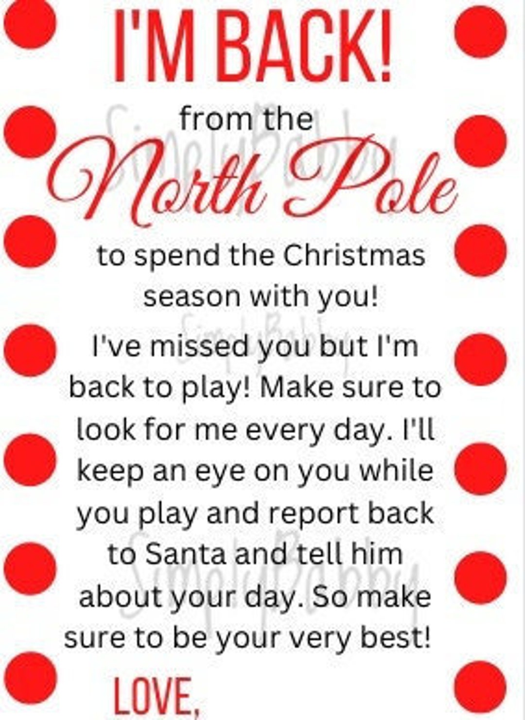 Elf on the Shelf I'm Back Printable - Etsy UK