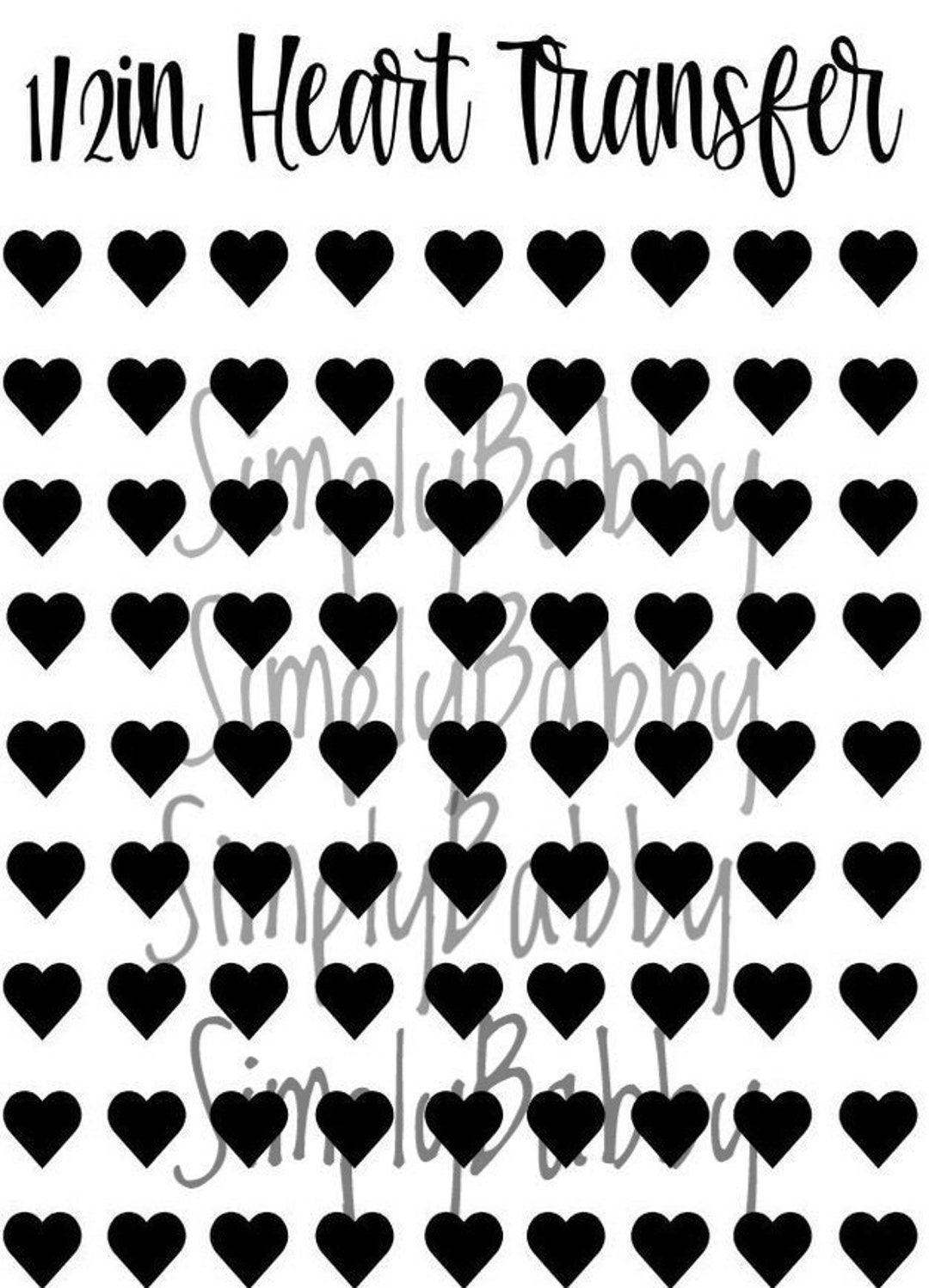 Heart Royal Icing Transfer 1/2in Printable, Heart Transfer, Hearts - Etsy