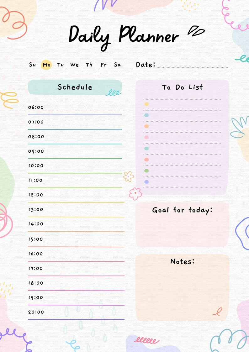 Pink Calendar Daily Planner for Children - Etsy