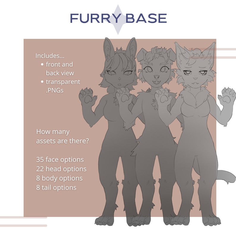 Furry Character Reference Sheet Base - Etsy