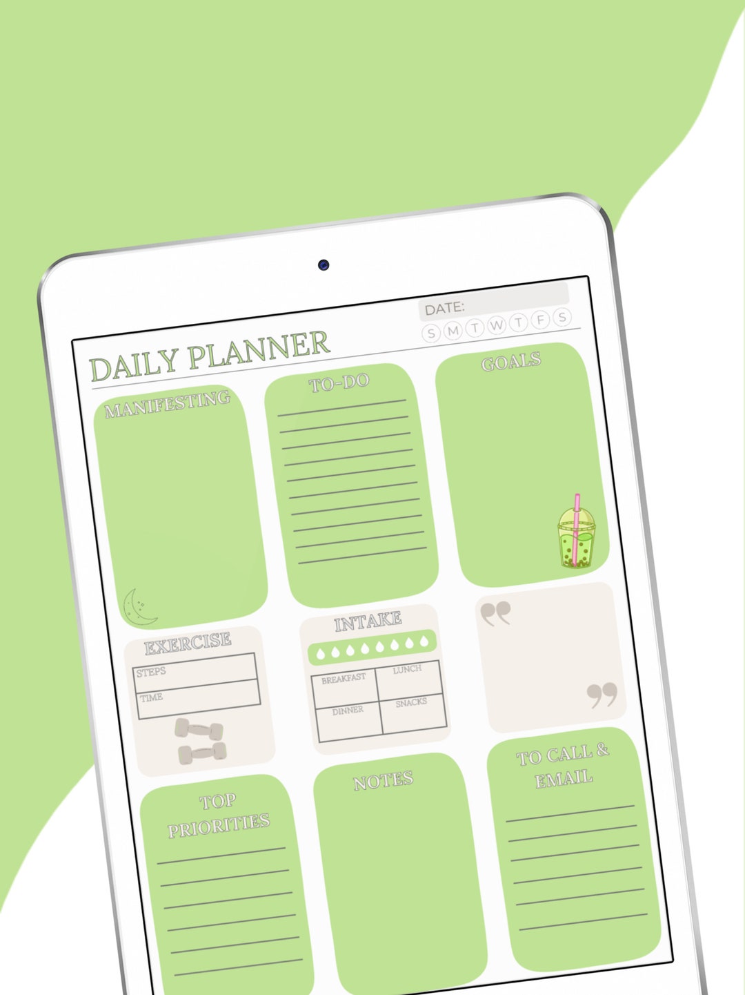 It Girl Planner Matcha: Printable Planner, iPad Planner, Daily to Do ...