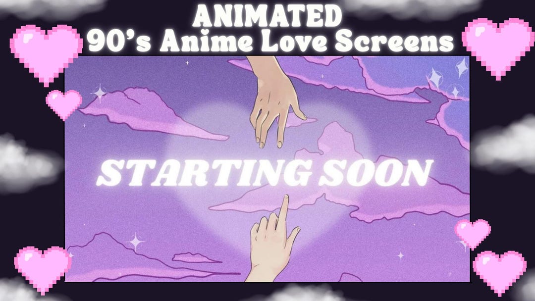 90's Anime Romance Animated Twitch Screens | Stream Starting Soon | Be ...