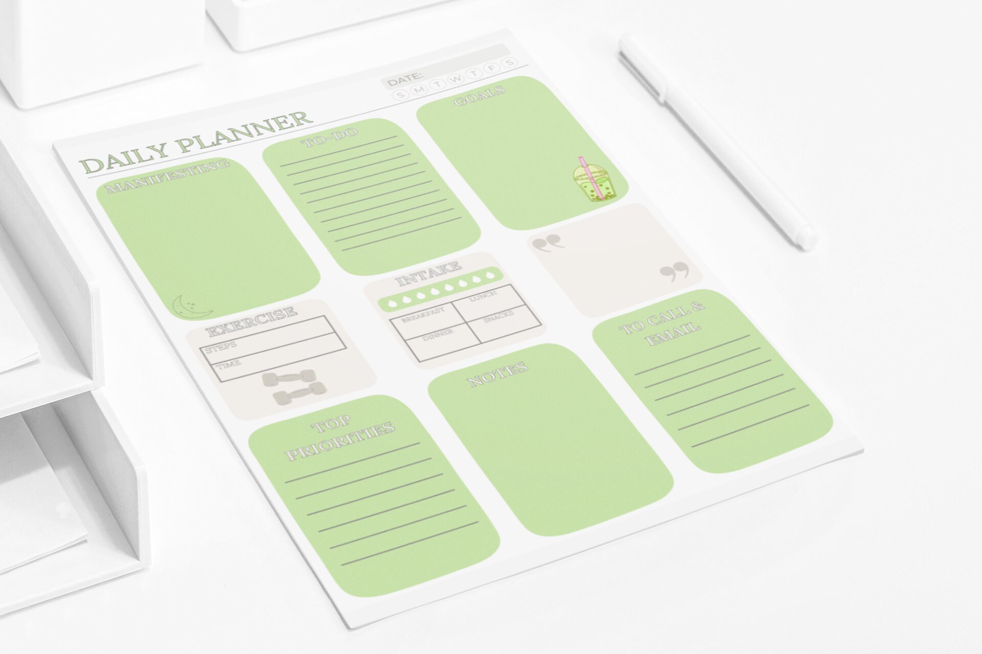 It Girl Planner Matcha: Printable Planner, iPad Planner, Daily to Do ...