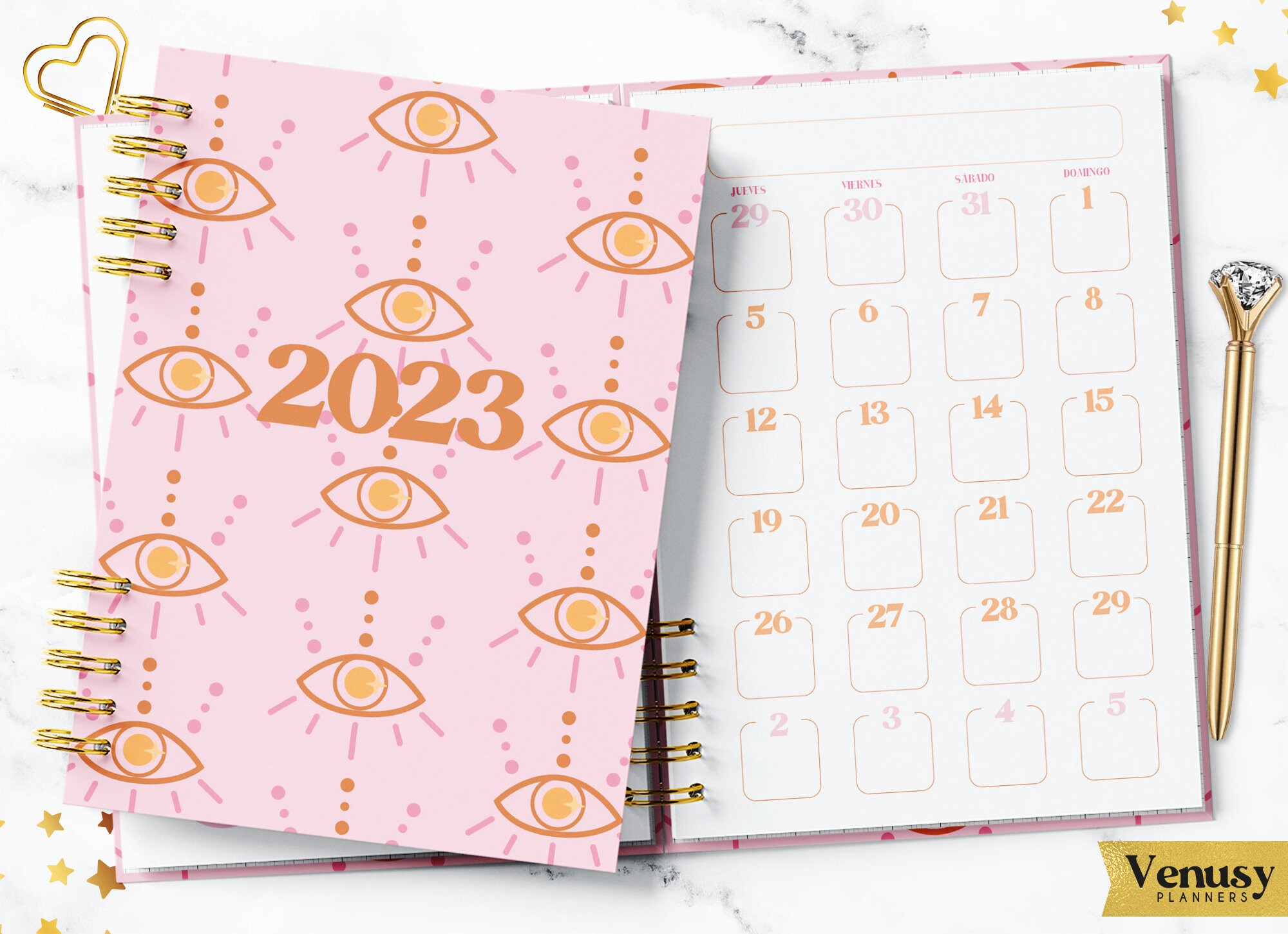 PRINTABLE 2023 AGENDA / A5 Media Carta / in Spanish / Weekly View ...