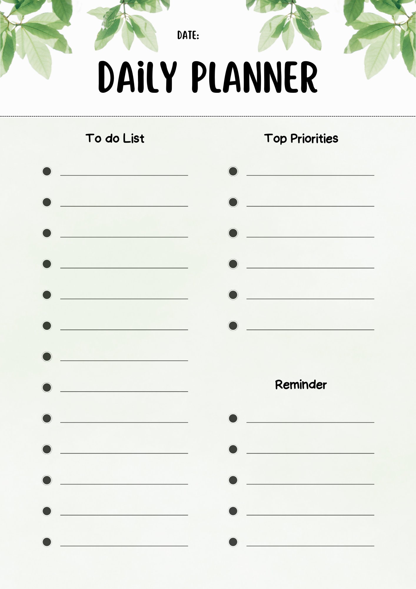 Daily Planner and Cover, PDF Printable, Instant Download, Daily to Do ...